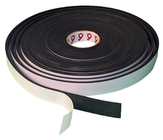Double Sided Neoprene Foam .12” T x .25” W x 75’ L — Pres-Bond